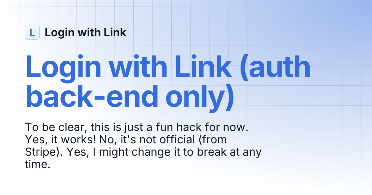 Login with Link (auth back-end only) | Login with Link